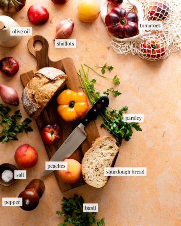 Summer Peach Tomato Sourdough Panzanella Salad - Make It Dough